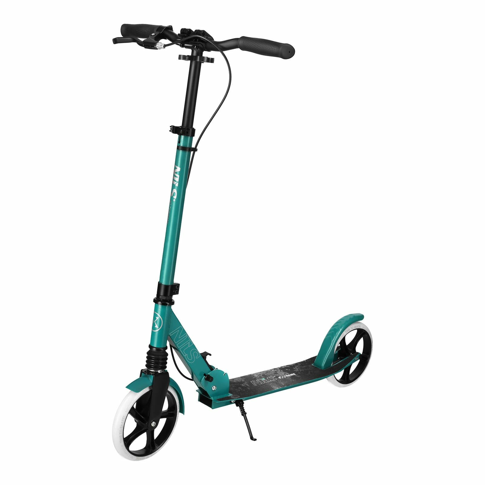 DECATHLON самокат nils extreme hm185, черный, зеленый