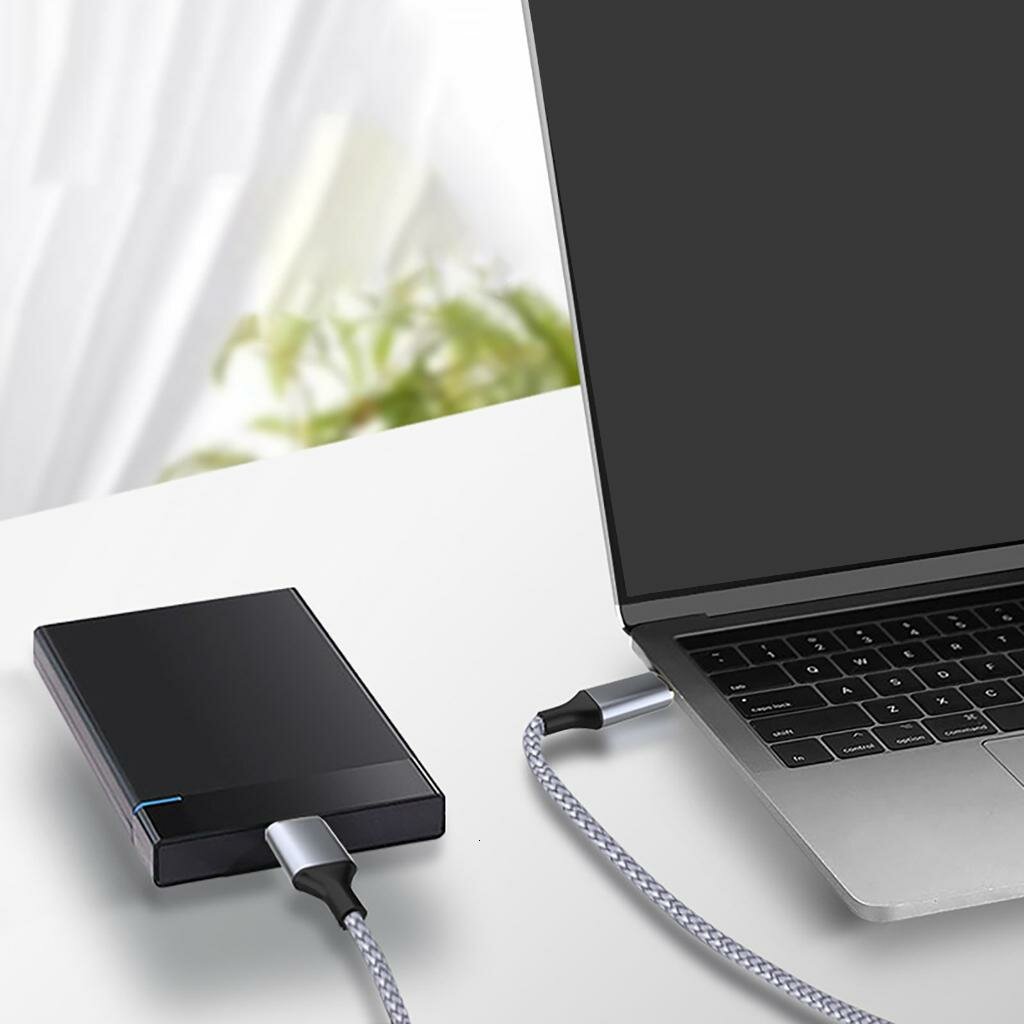 Кабель для жесткого диска Type C – MicroB, 5 Гбит/с, Серый - 0.3m — фото 1