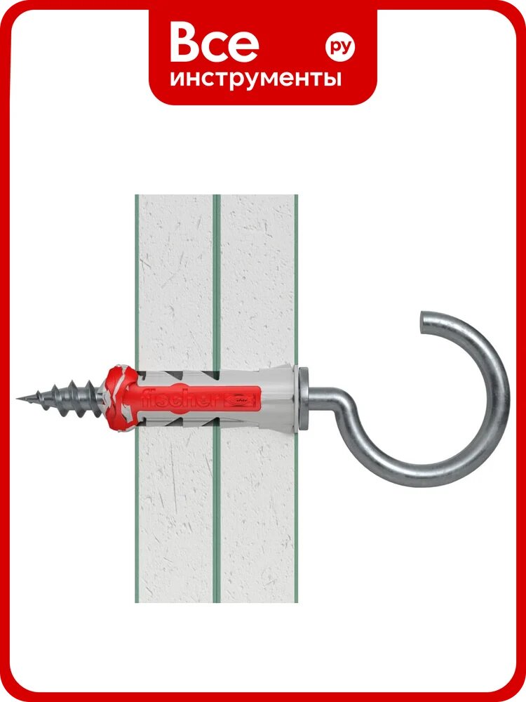 Дюбель Fischer DUOPOWER, для бетона, газобетона, кирпича, 10х50 мм