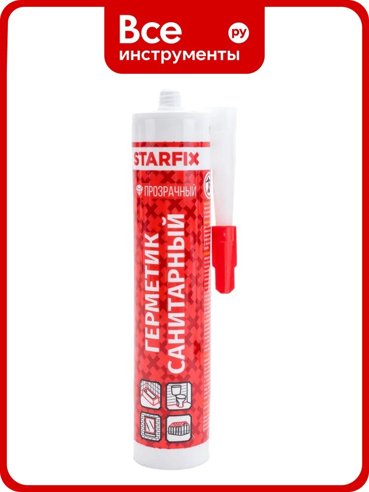 Санитарный силиконовый Герметик STARFIX Sanitary Silicone бесцветный, 300 мл SM-57867