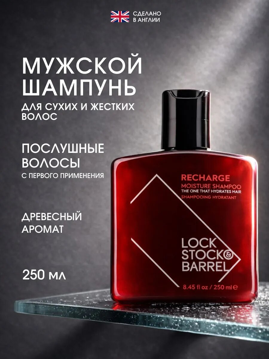 Шампунь мужской профессиональный 250 мл увлажняющий Recharge