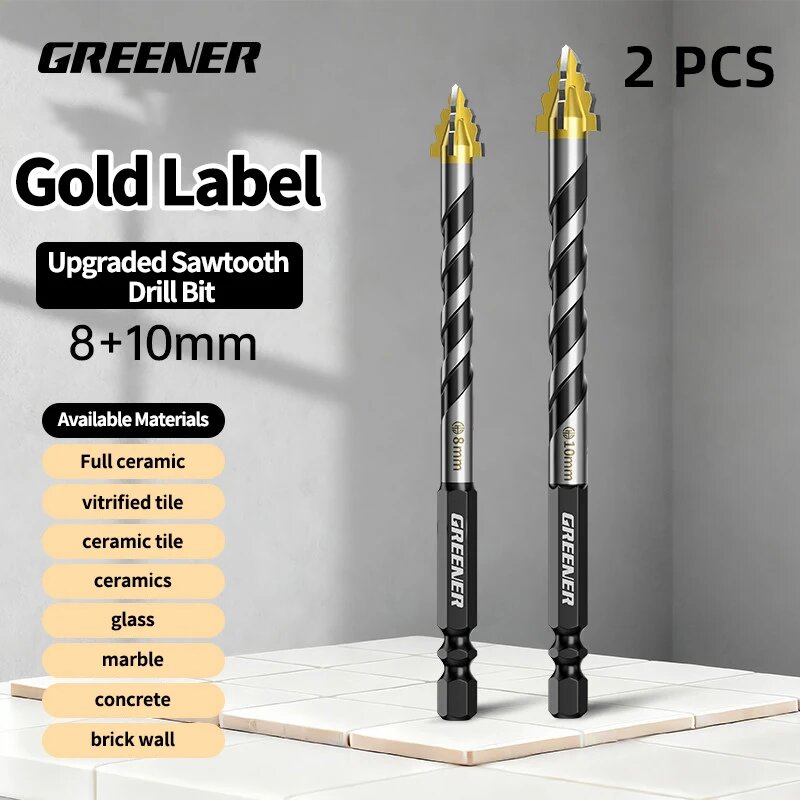 Сверло GREENERY 4-зубчатое для сухого сверления 8 10mm 2PCS