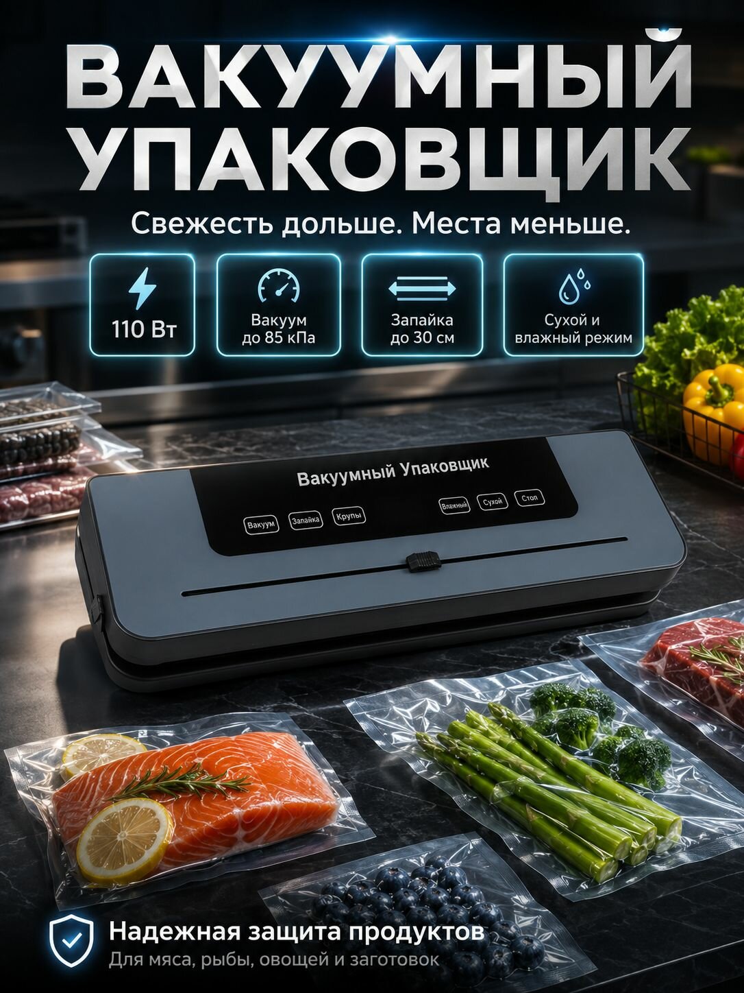 Подходит для вакуумной упаковочной машины 6-в-1 со 100 вакуумными пакетами