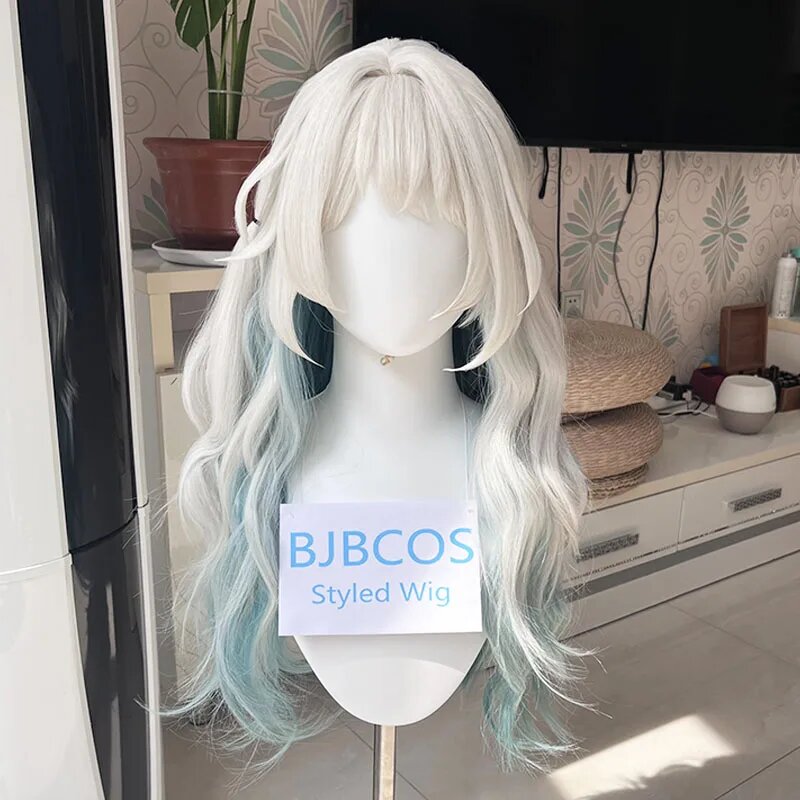 Парик Firefly для косплея, серебристо-серый с синим градиентом Styled Wig