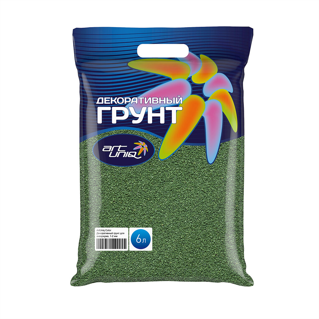 Декоративный грунт для аквариума ArtUniq Color Marsh "Болотный", 1-2 мм, пакет 6 л/9 кг