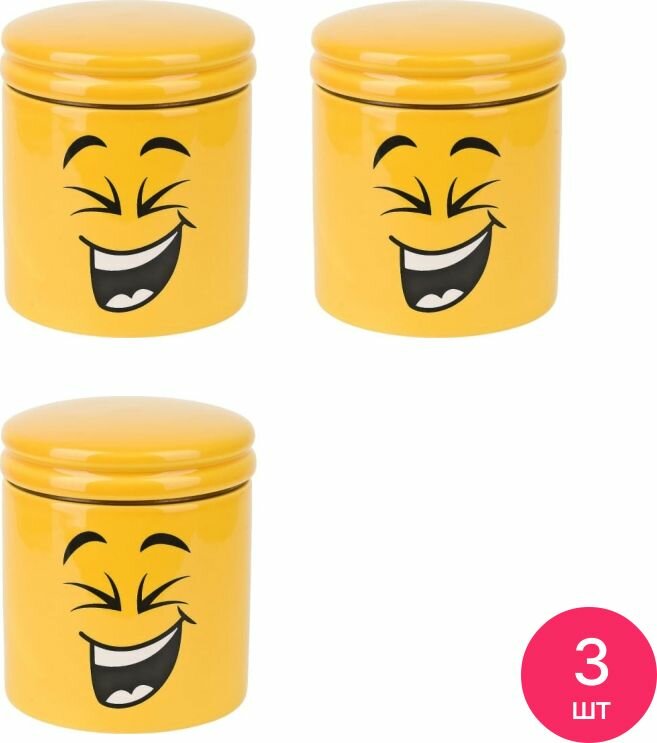 Банка для сыпучих продуктов Dolomite / Доломит L2520872 Smile из керамики, 480мл / контейнер для хранения (комплект из 3 шт)
