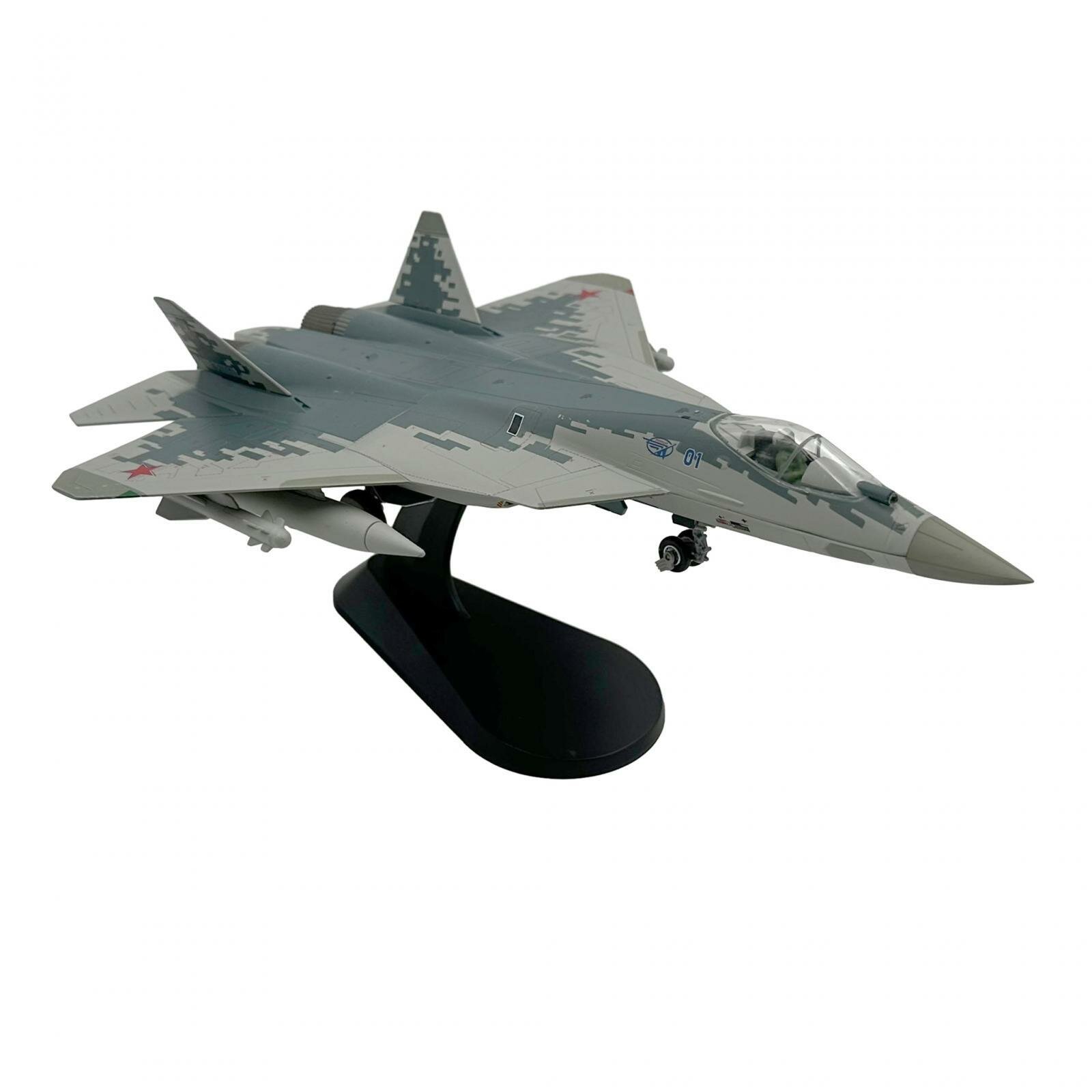 Металлическая литая модель истребителя Су-57 для коллекционирования и подарка.