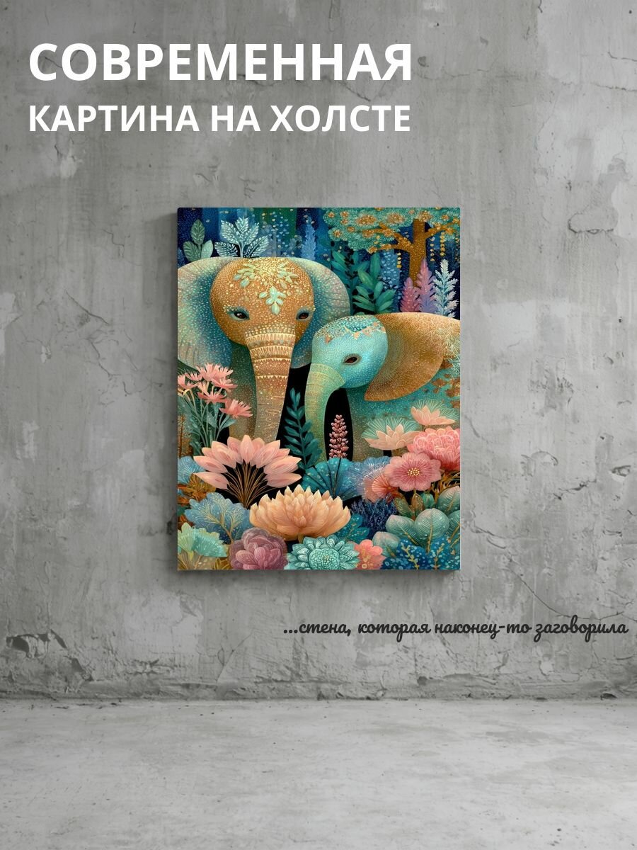 Картина на холсте Слоны 30x40 см
