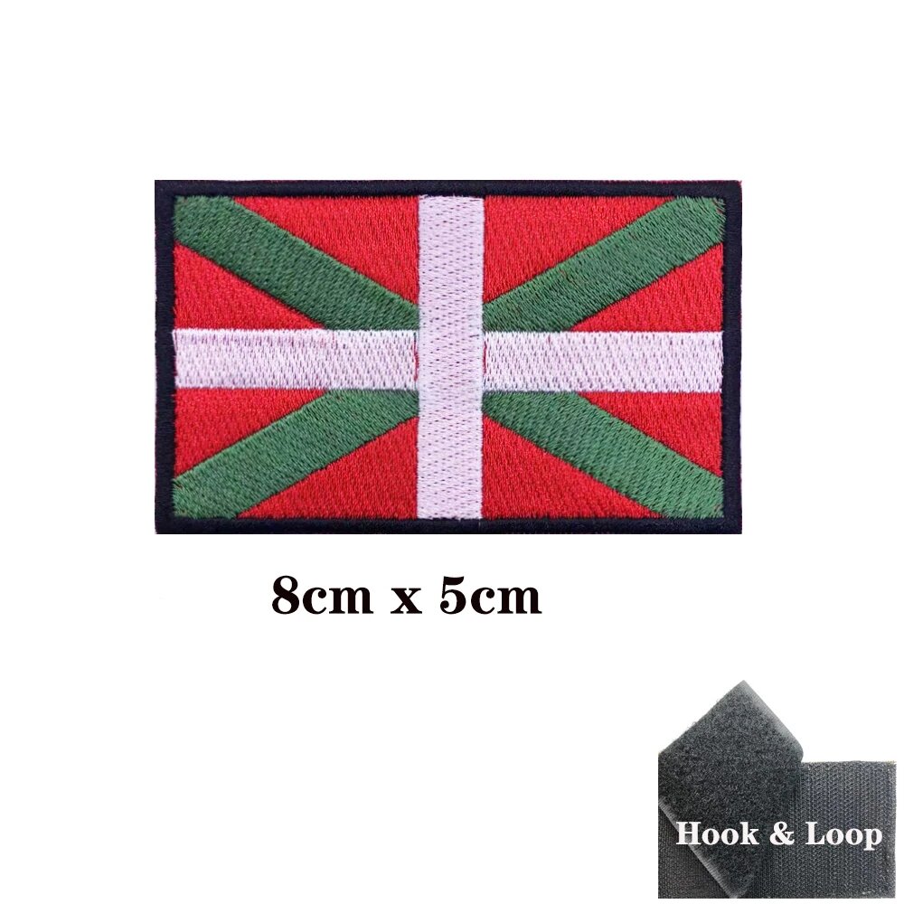 Нашивки с флагом Басконии, вышитые, 8x5см PT-108-VELCRO