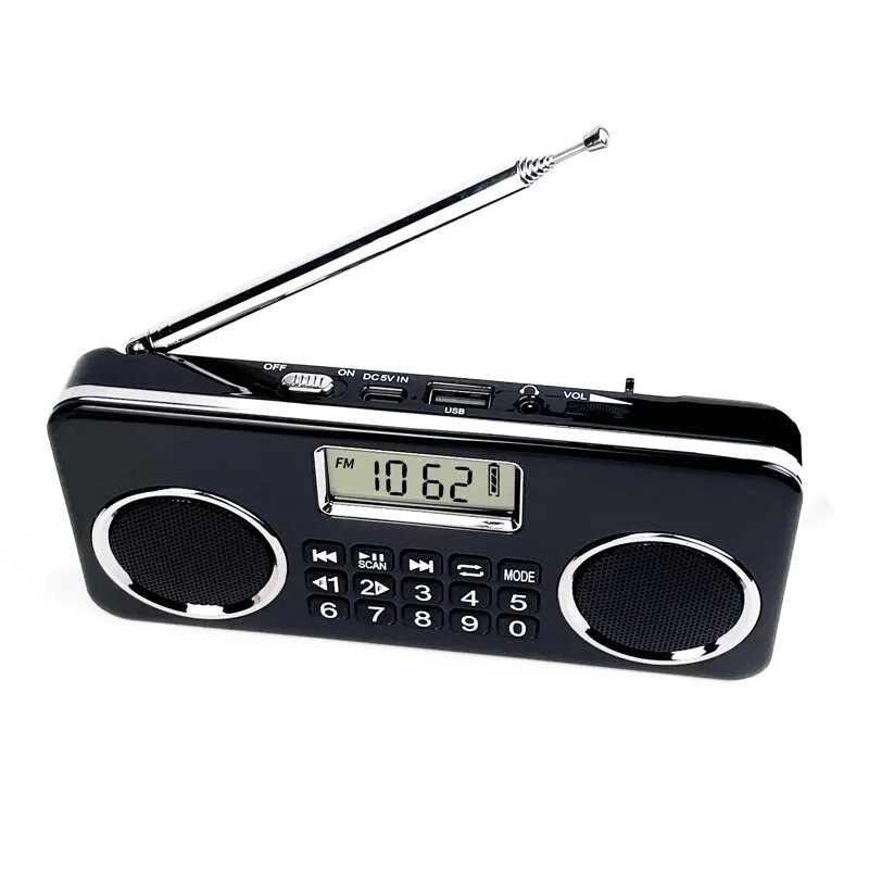 JINSERTA Мини-FM-радио Bluetooth Черный, Black
