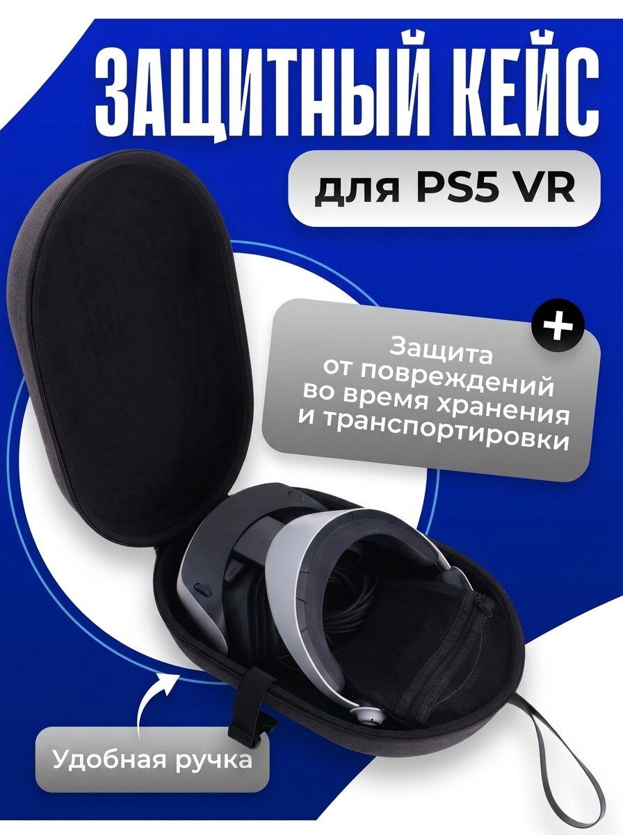 Сумка кейс для системы виртуальной реальности Sony Playstation VR2 (вмещает шлем, контроллера и провода) + заглушки