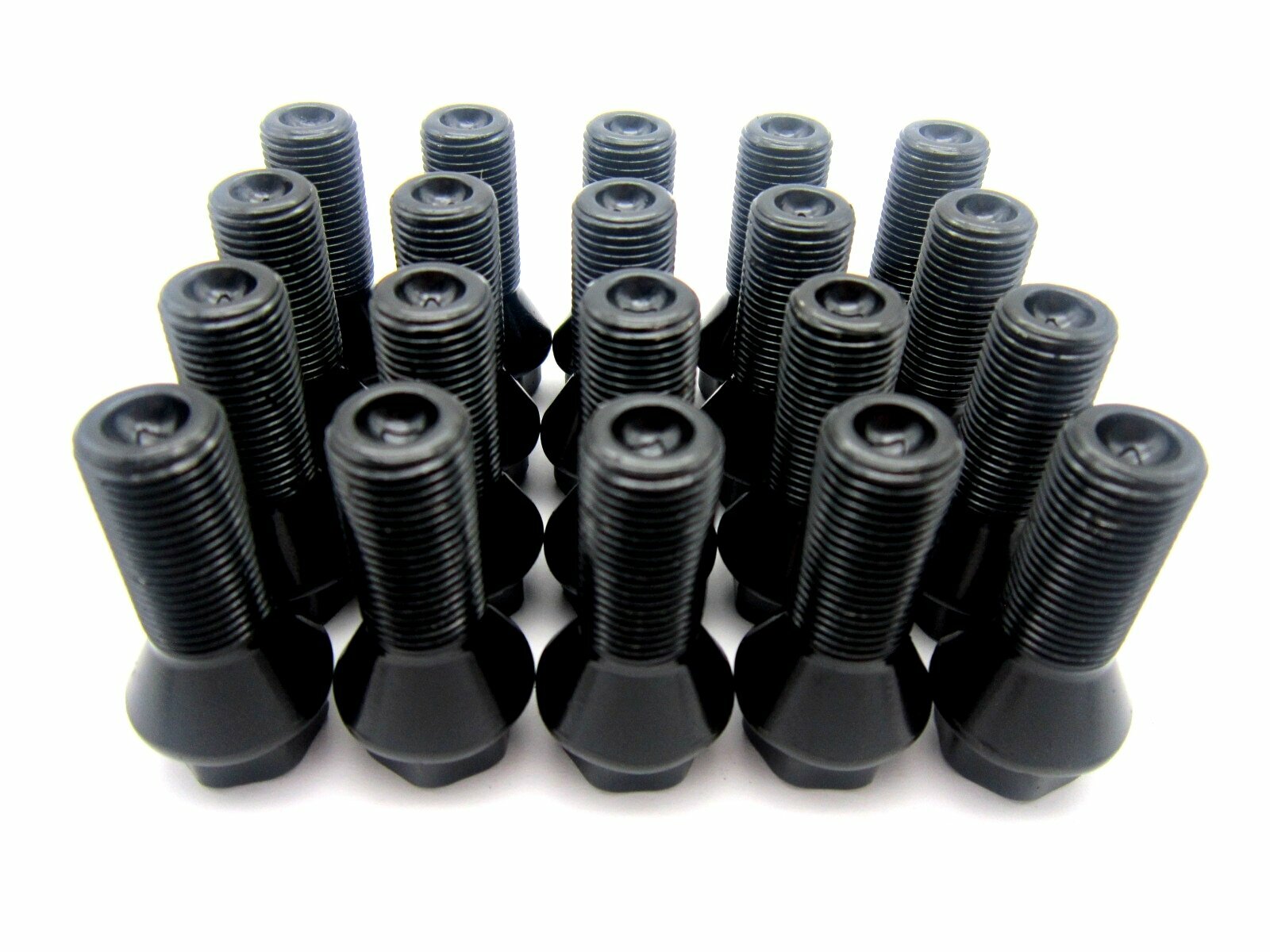 Болт колесный M14X1,25X25 черный цинк, конус с выступом, под ключ 17 мм, 20 шт.