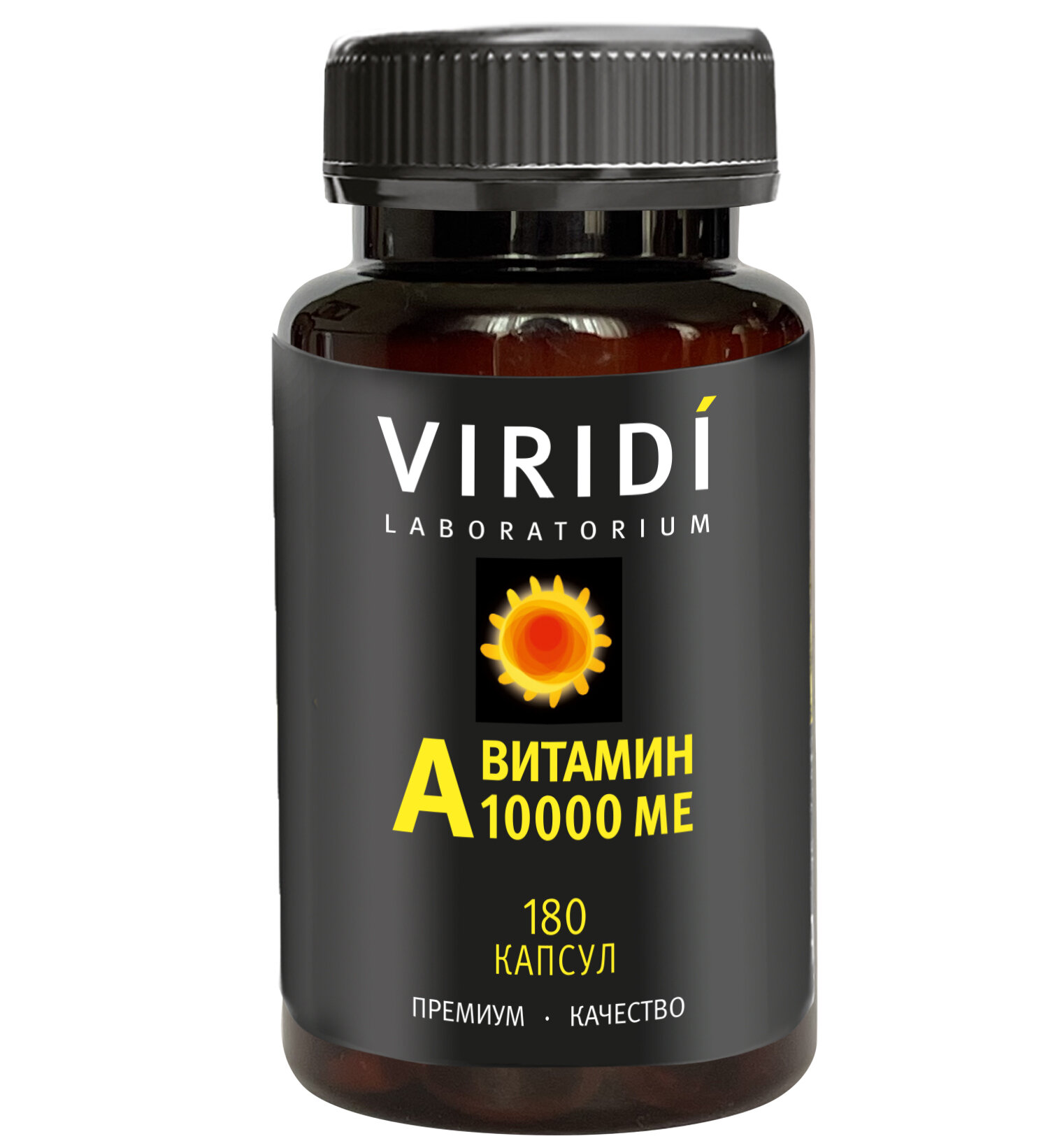 Витамин А VIRIDI Lab, 10 000 ME, 180 капс, укрепление иммунитета, улучшение кожи, зрения