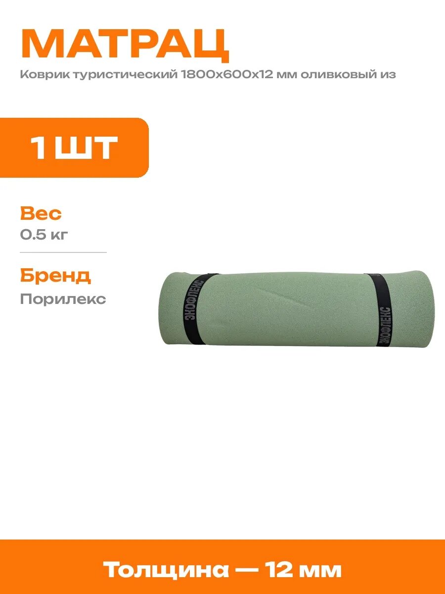 Коврик рыболовный ППЭ туристический оливковый 1800х600 мм