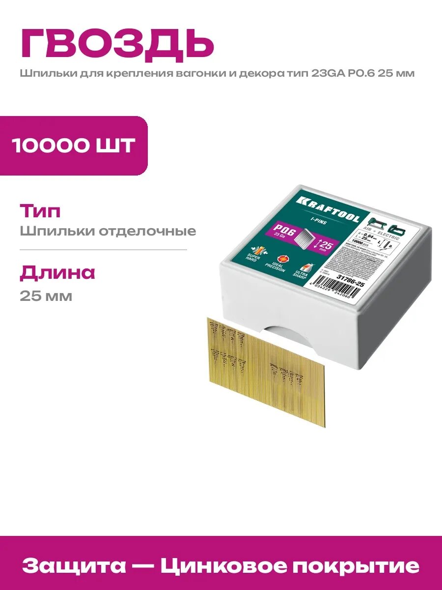 Шпильки для столярных работ тип 23GA P0.6 оцинкованная сталь