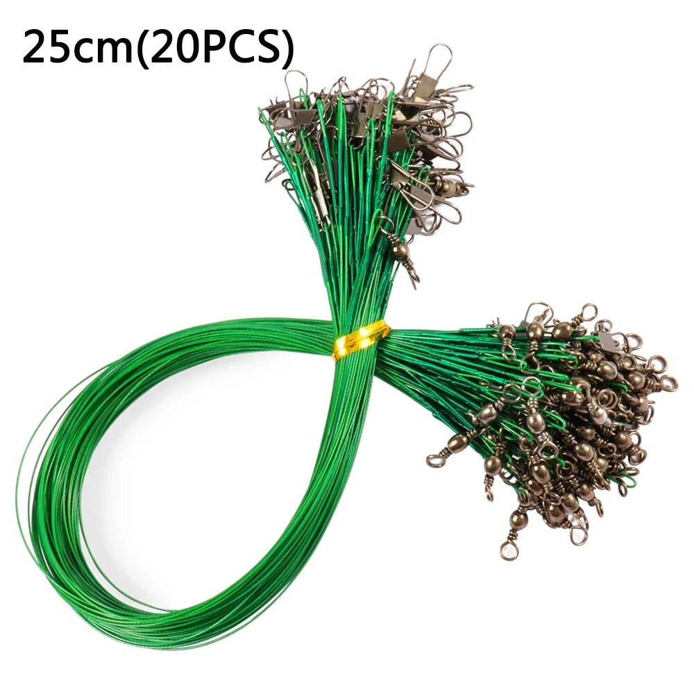 Рыболовная леска из нержавеющей стали GOBAIT 20 шт. Зеленый, Green 25cm 20PCS
