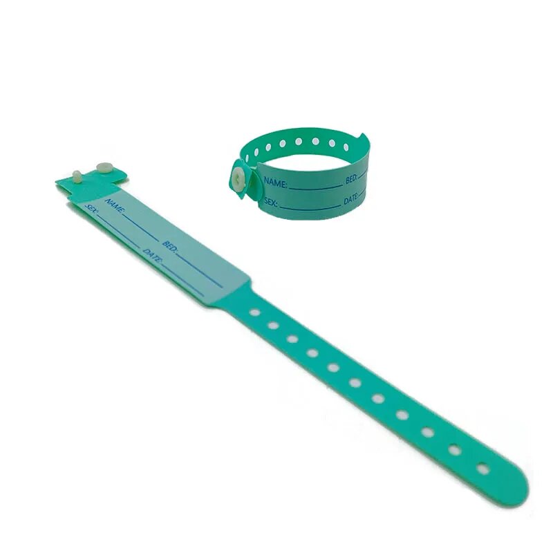 Мягкие медицинские браслеты из ПВХ, 100 шт. 18mm(Child Size), Green
