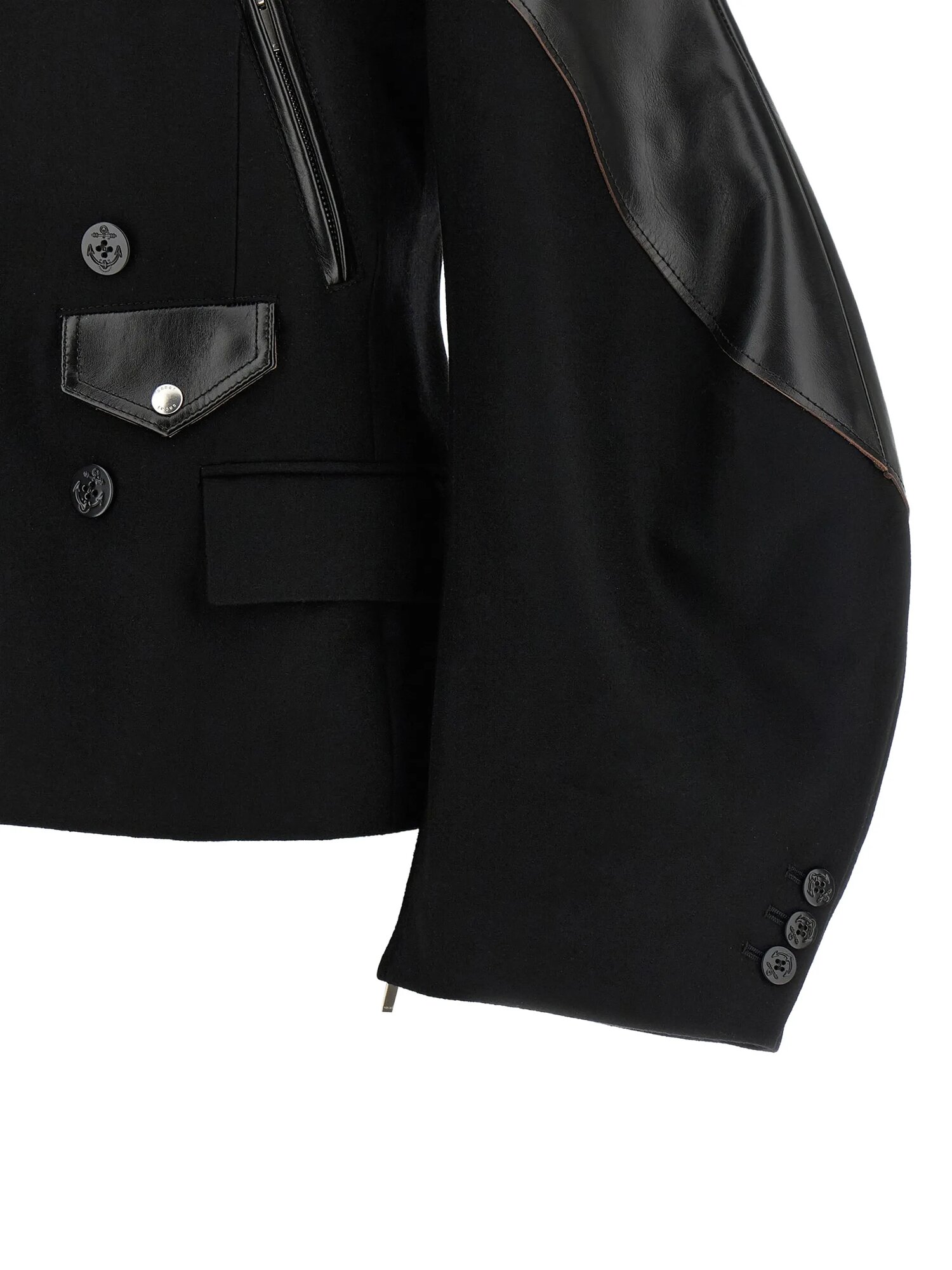 Куртка Sacai Sculptural-shoulder melton-wool jacket, размер 46 — фото 1