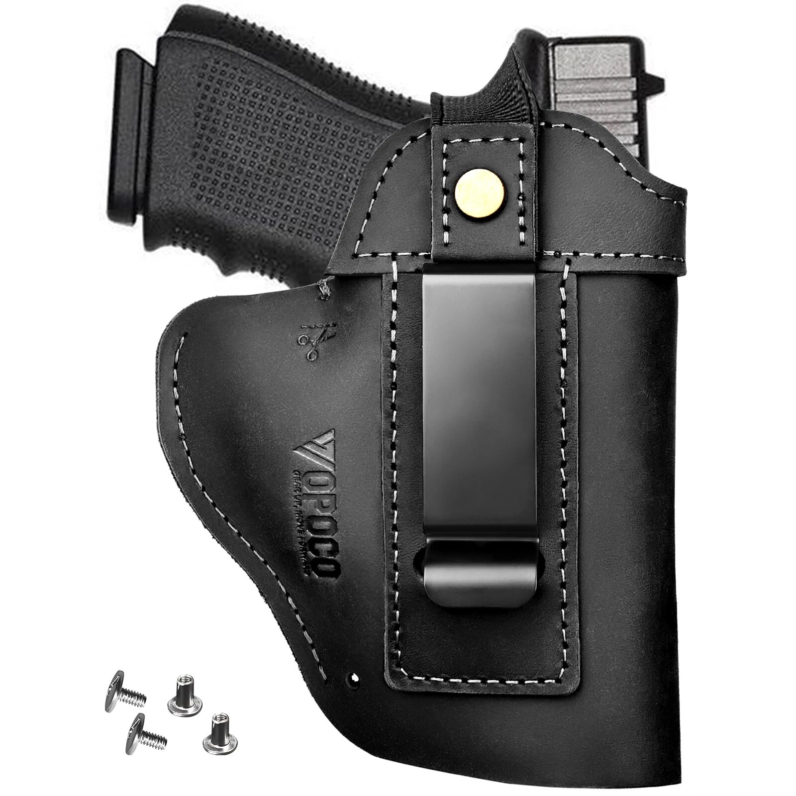 Черная кожаная кобура Voraco для Glock 17/19