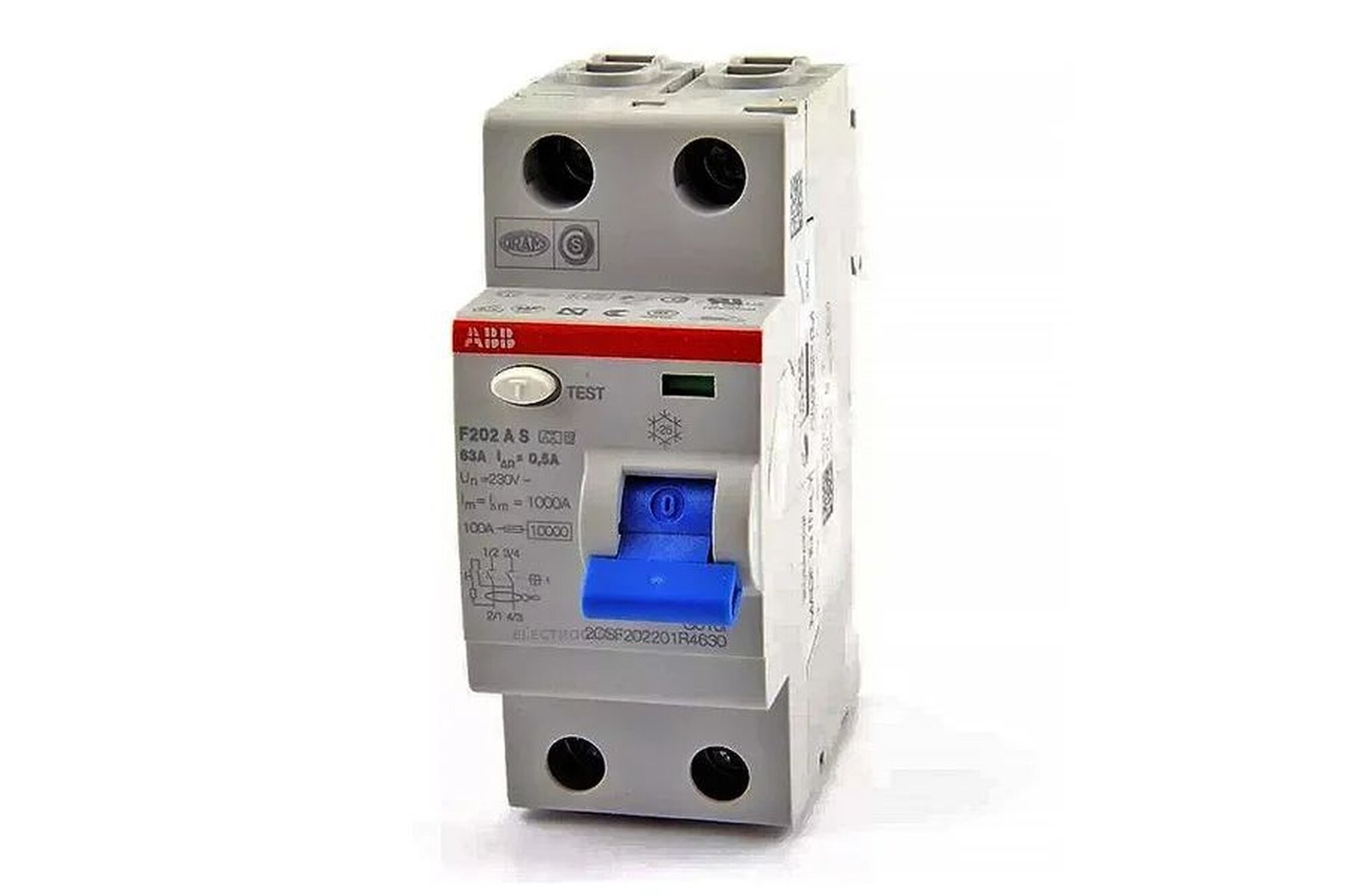 Выключатель дифференциальный УЗО ABB F202A-63/30mA, тип А C 2CSF202101R1630