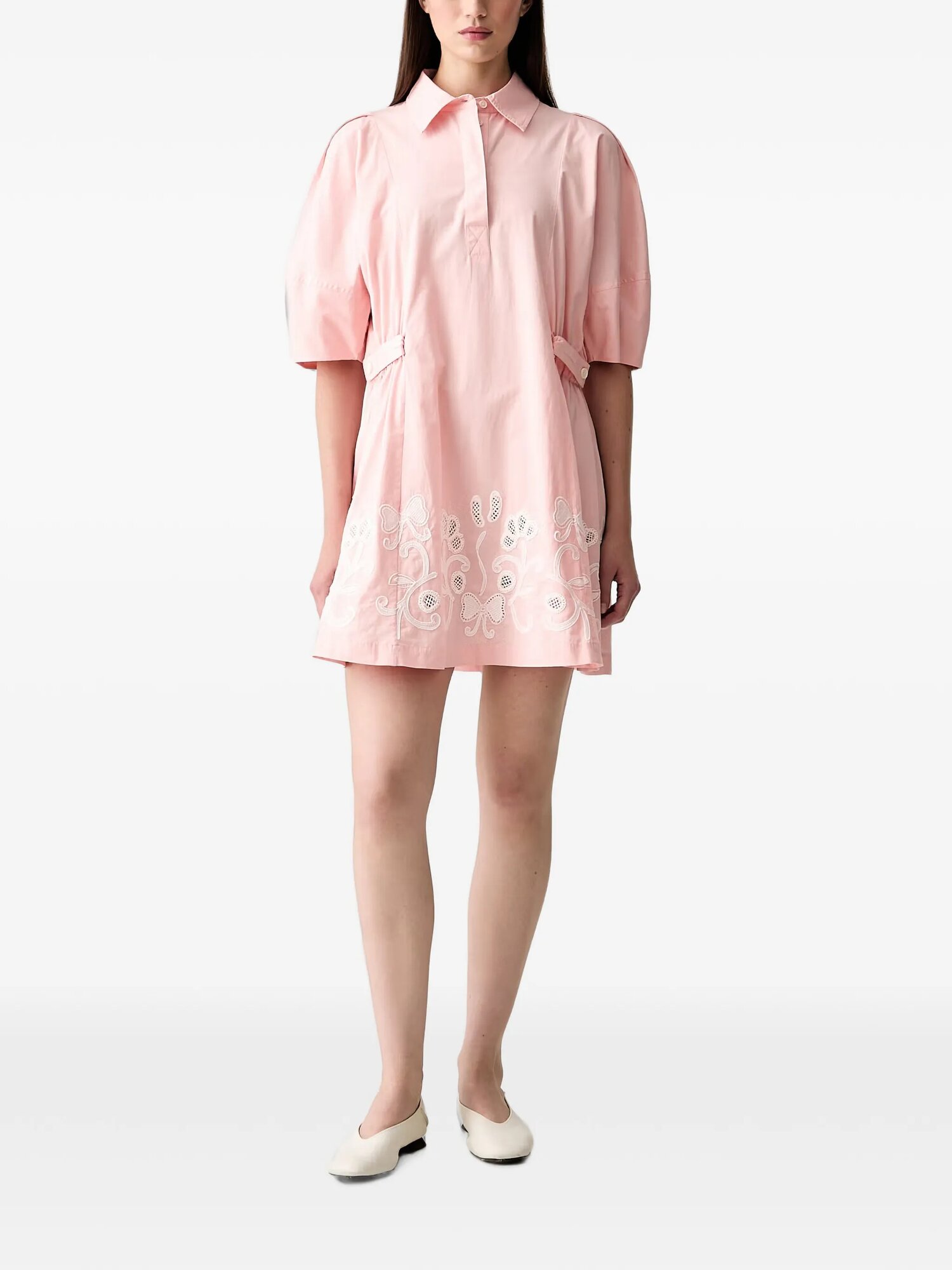 Платье Broderie-anglaise puff-sleeve mini dress