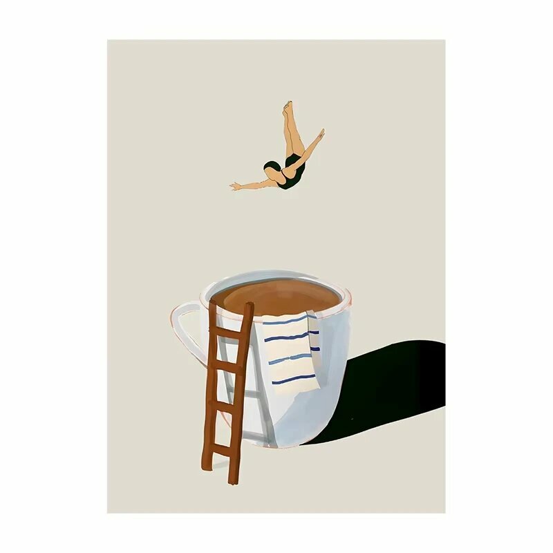 Настенное искусство "Кофейный Дайвер" HALFLEMART CJ54243, 30x40cm Unframe