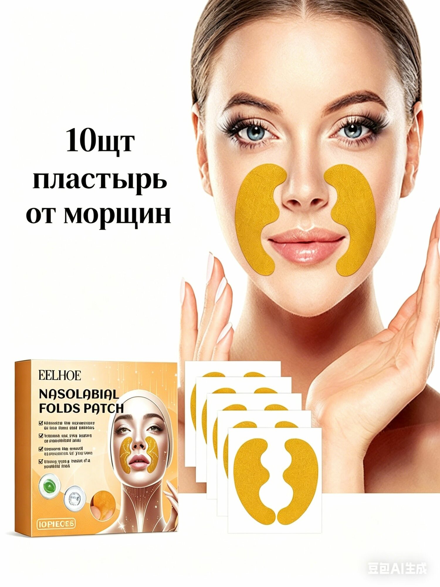 10 штук Маска для подтяжки носогубных складок с коллагеном и экстрактом Центеллы лифтинг коллаген центелла