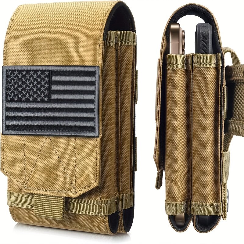 Чехол-кобура для телефона с MOLLE, двойной держатель, EDC-подсумок с декоративной наклейкой, цвет хаки
