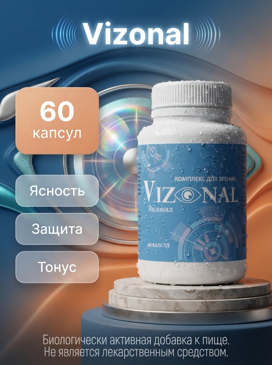 БАД Vizonal, для поддержки зрения, активные ингредиенты, натуральный состав, 60 капсул