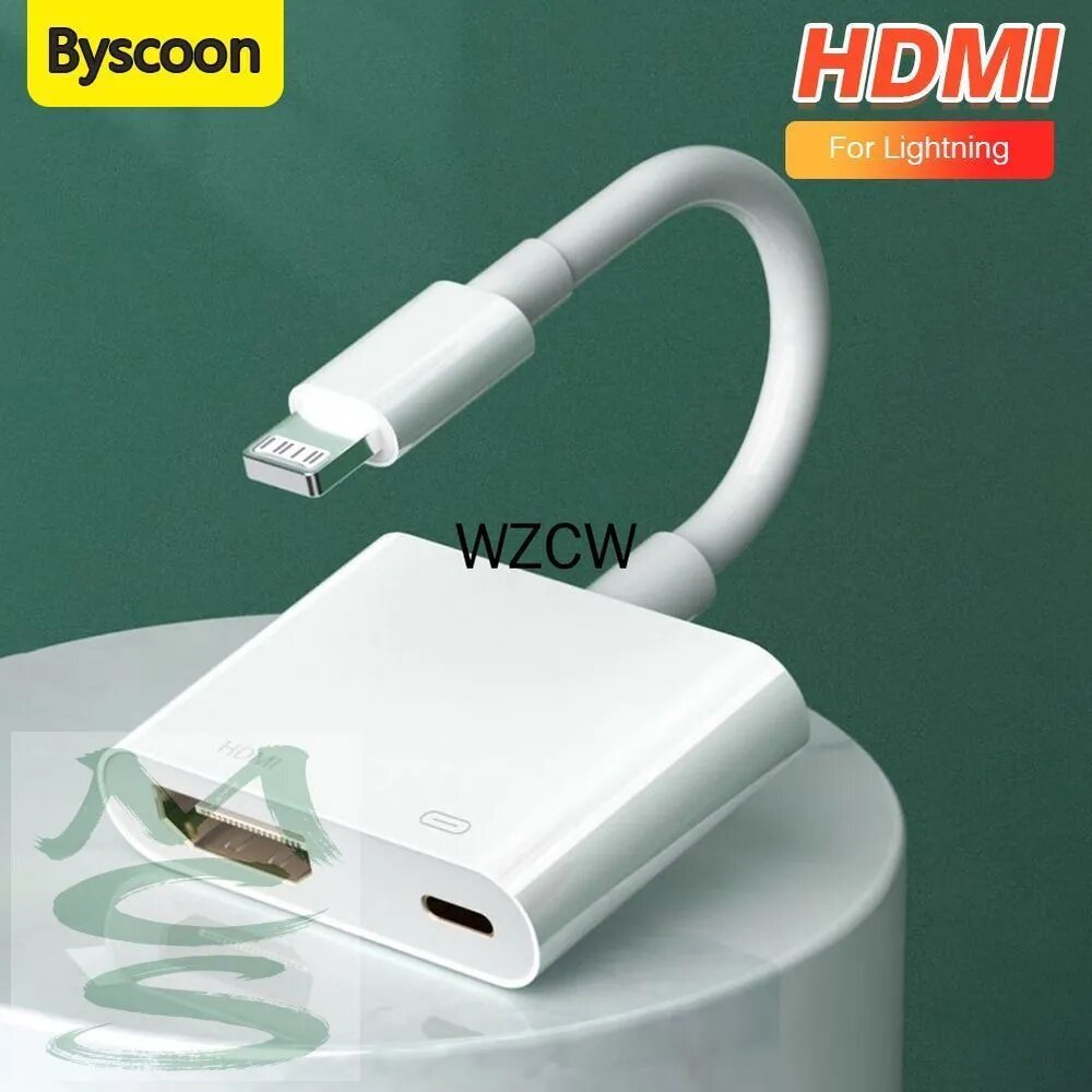 Цифровой AV-адаптер Lightning-HDMI для iPhone14/13 iPad Конвертер экрана с синхронизацией видео и аудио через HDMI к телевизору/проектору за дополнительную плату