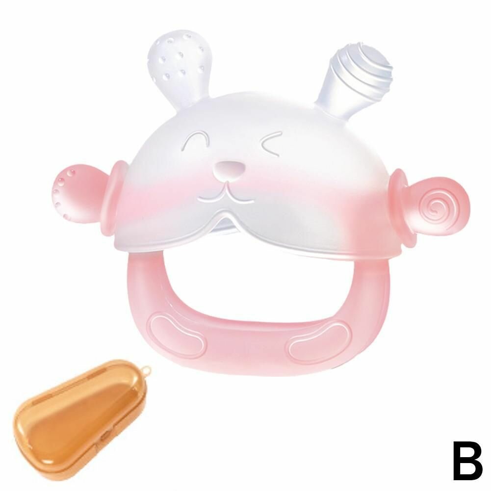 ROXY-KIDS Прорезыватель для зубов детский силиконовый, грызунок браслет, на руку, для новорожденных малышей 0+, CRABBY розовый