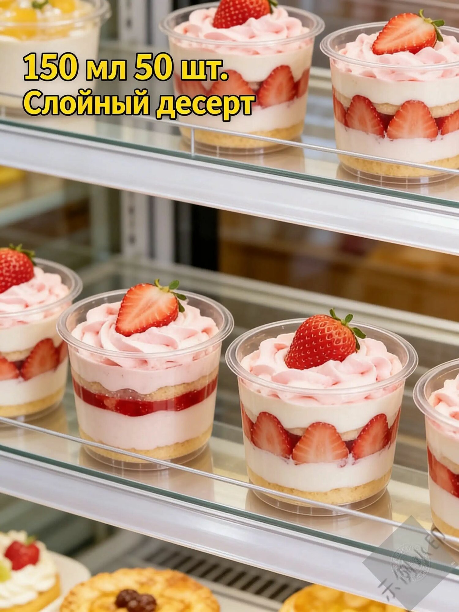 Пластиковые Контейнеры Одноразовые ; 150 мл, 50 шт; коробка для мусса для десертов для упаковки порционные
