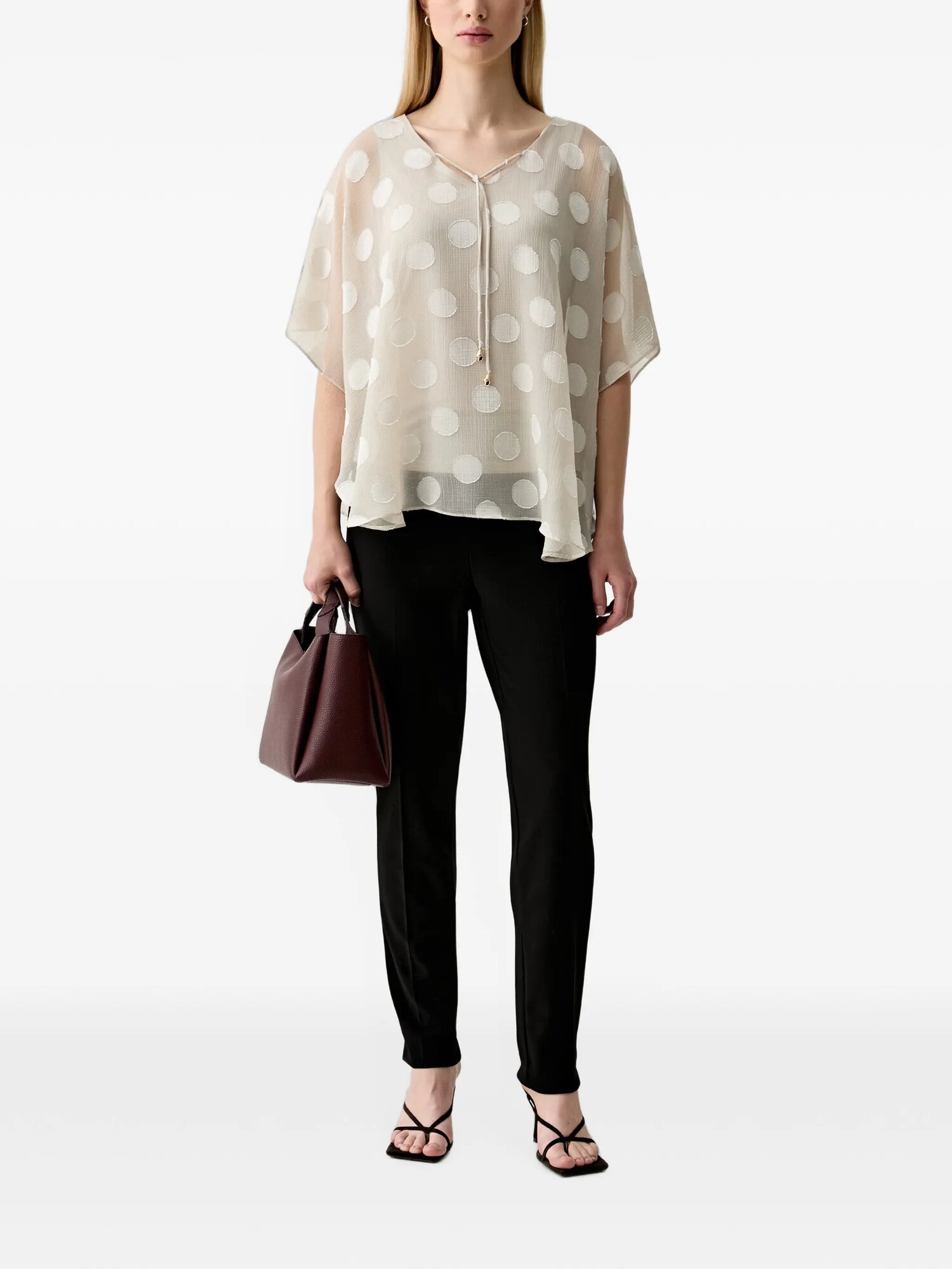 Блуза Joseph Ribkoff Polka-dot tie-neck blouse, размер 46 — фото 1