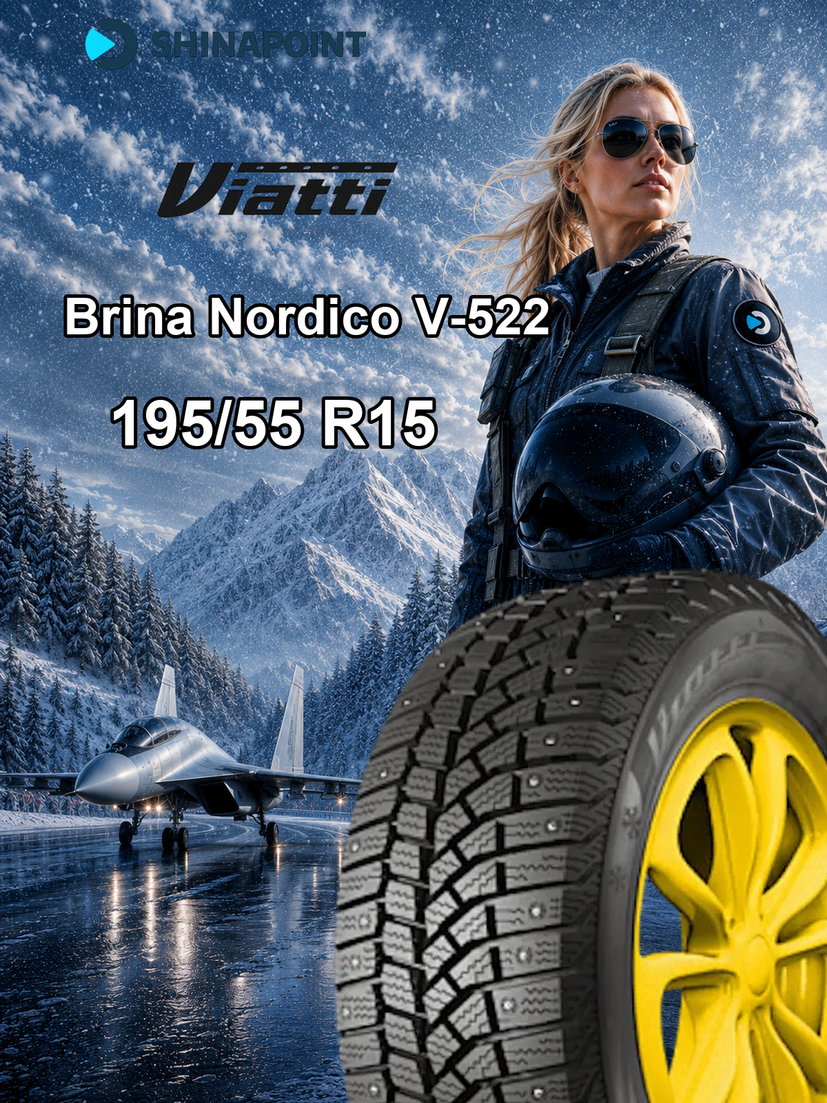 Шины зимние R15 195 55 85 T автомобильная зимняя резина Viatti модель Brina Nordico V-522