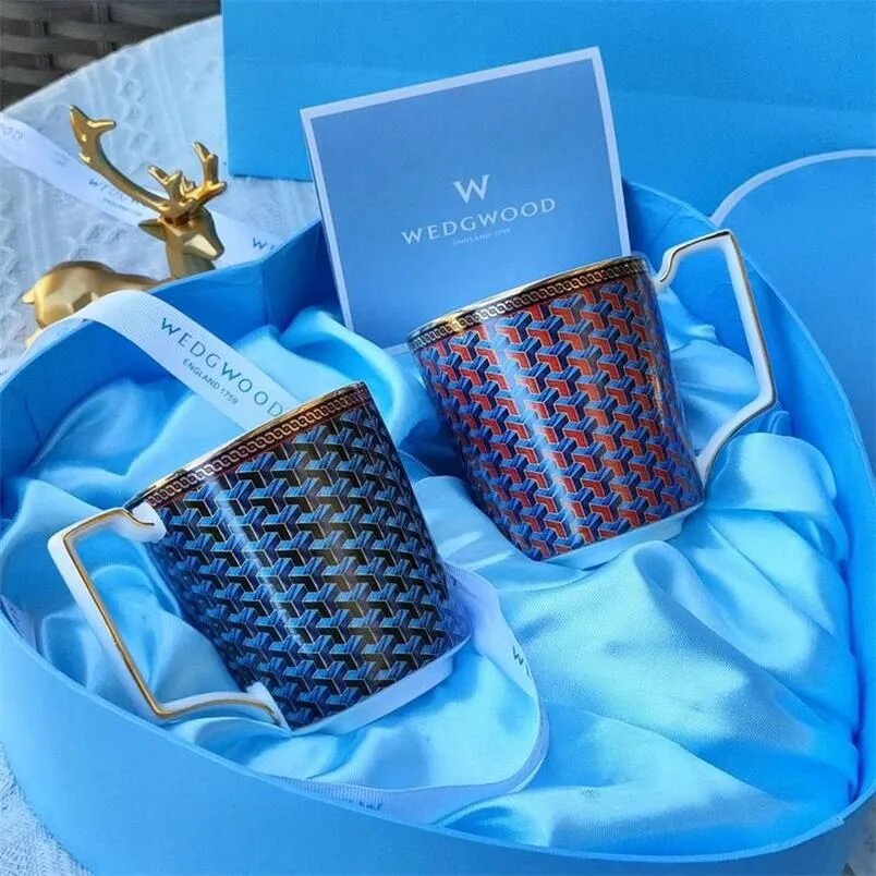 Набор чашек Wedgwood 200 мл, 2 шт, из костяного фарфора, с золотым ободком