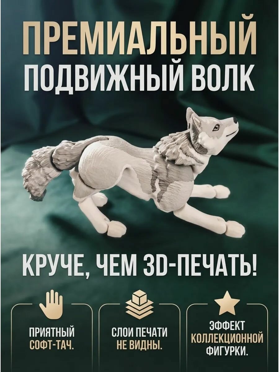 Коллекционная шарнирная фигурка Волк Премиум 16.5 см