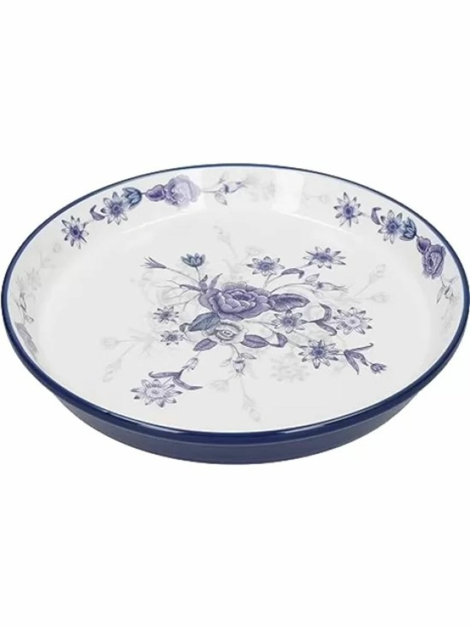 Kitchen Craft Тарелка десертная 20 см с бортиком серия London Pottery Blue Rose керамика
