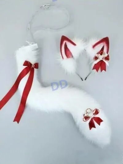 Ушки лисы и хвост, ушки кошки, cosplay, карнавальный костюм, ручная работа