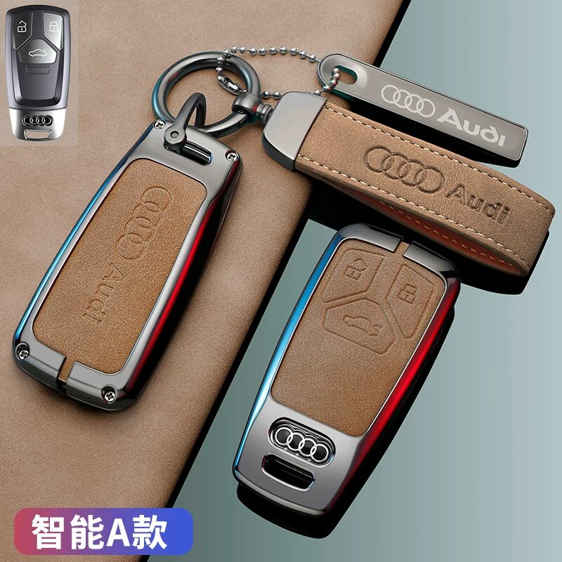 Ключевой браслет Audi с браслетом и номерным знаком в классическом коричневом цвете из цинкового сплава,