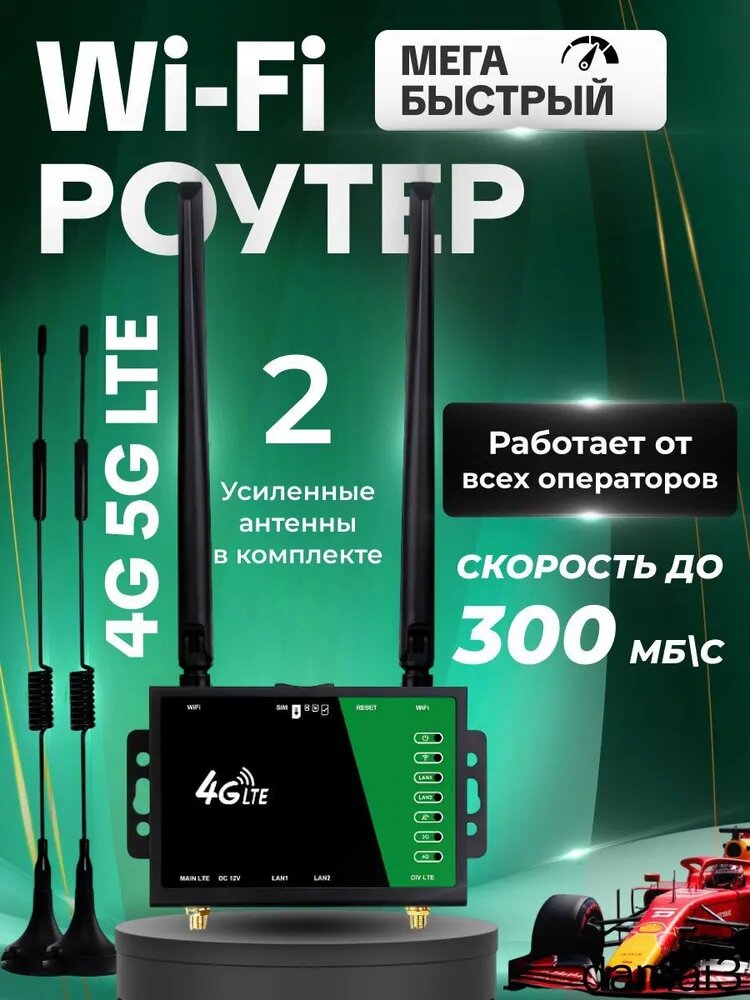 Роутер wifi с сим картой 4G, вайфай модем с 2 выносными антеннами ( Р5 )