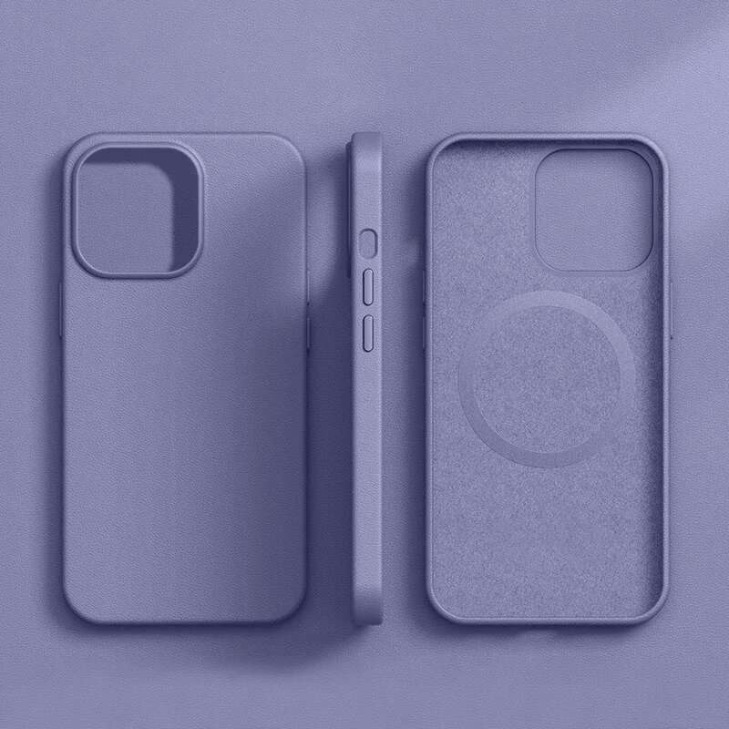 Оригинальный Кожаный Чехол Magsafe Для iPhone 17/16/15/14/13 Pro Max iPhone 16 Pro, Серый, Purple