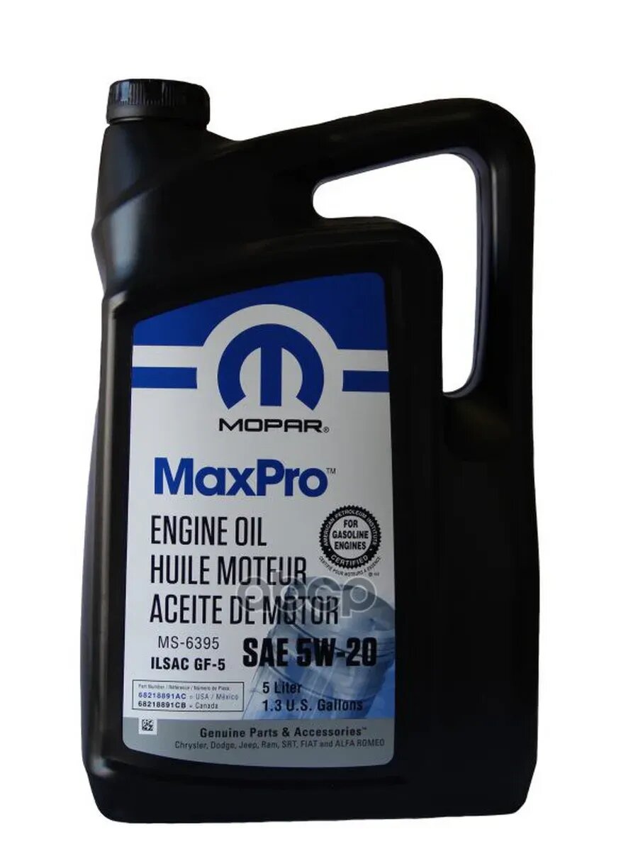 Mopar Maxpro Полусинт. 5W-20 5Л. MOPAR арт. 68518203AA