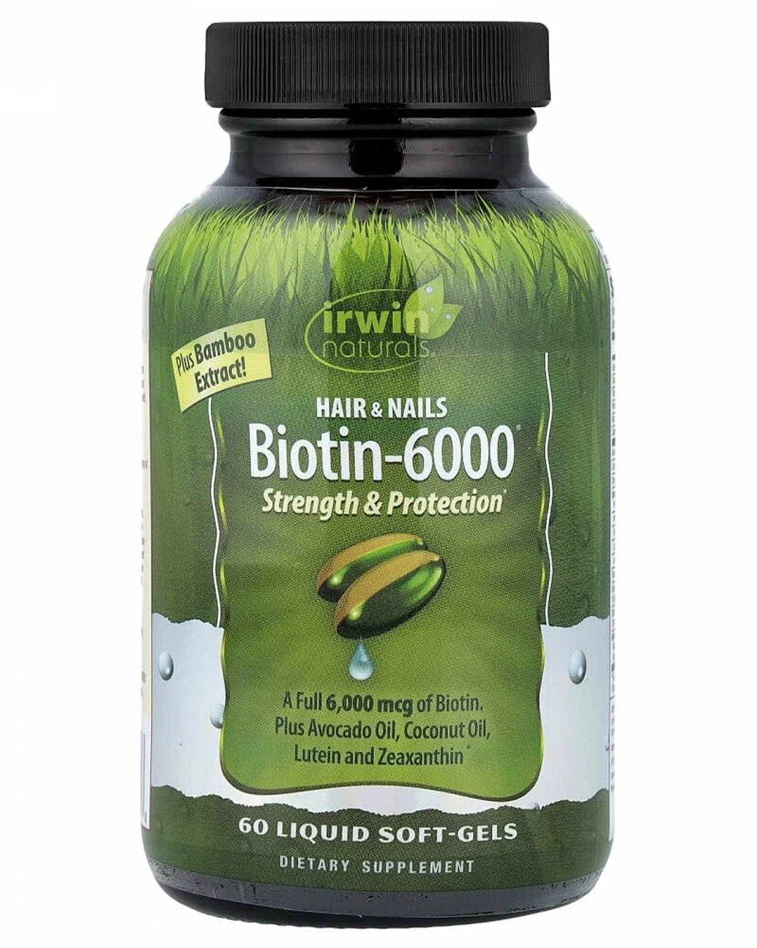 Irwin Naturals Biotin, Биотин-6000 60 гелевых капсул здоровье волос, кожи и ногтей.