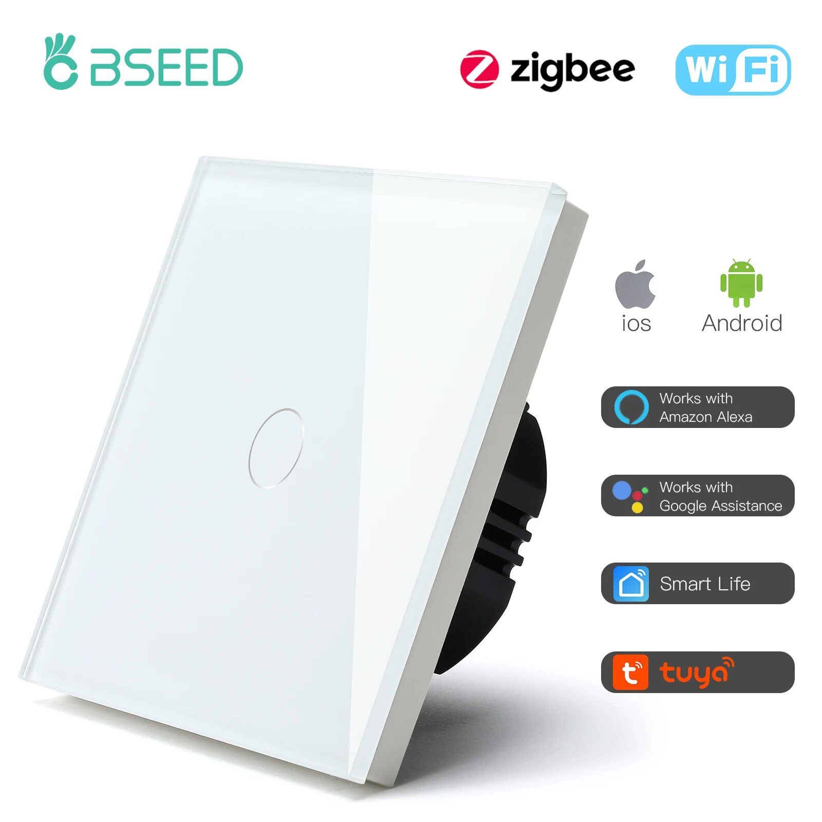 Умный выключатель BSEED Zigbee 1Gang White