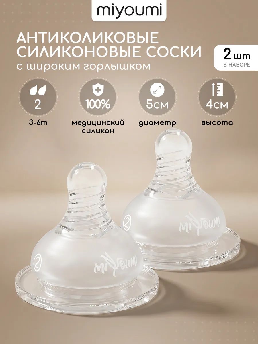 Соска для бутылочки 5см диаметр 2 шт 3-6 мес+