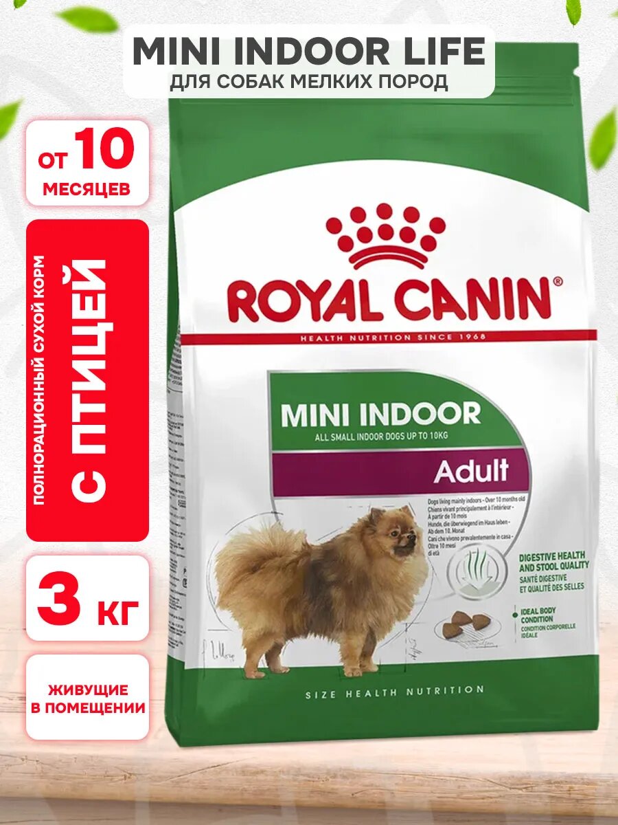 Корм сухой Royal Canin Mini Indoor Life Adult для взрослых собак маленьких пород живущих дома, 3 кг