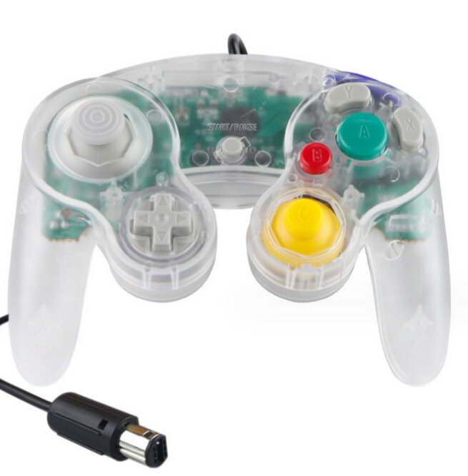 Nintendo GameCube Проводной игровой контроллер - Прозрачно-белый, Базовая версия для ретро-игр, Совместимость с