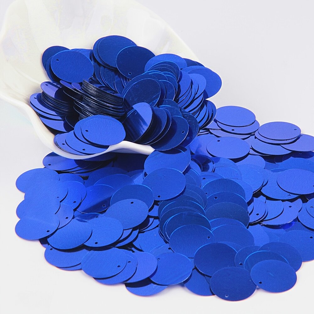 Пайетки 20 мм, 140 шт, королевский синий, с отверстием