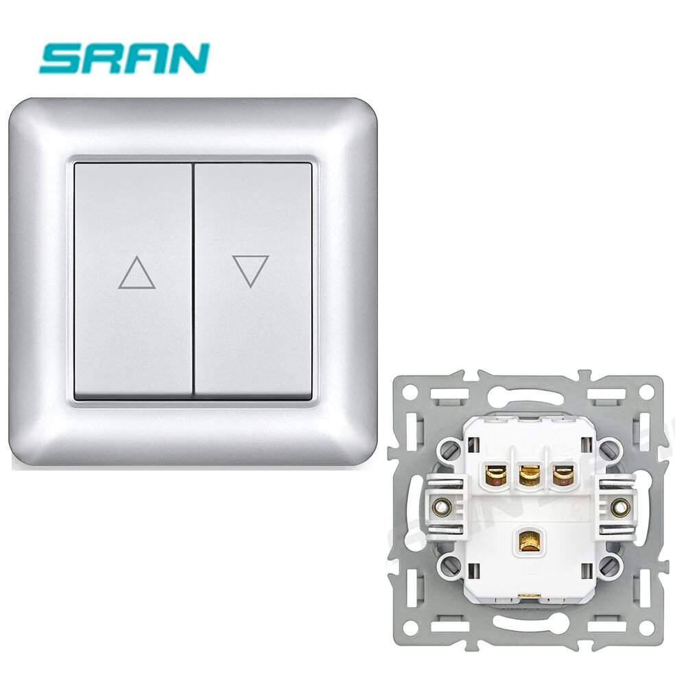 Переключатель SRAN 2 Gang EU Standard Серебряный, Silver