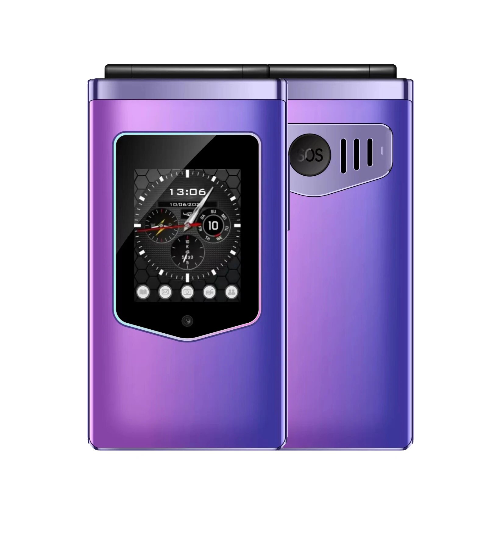 HAMTOD T8 4G фиолетовый, раскладной телефон, 2 SIM